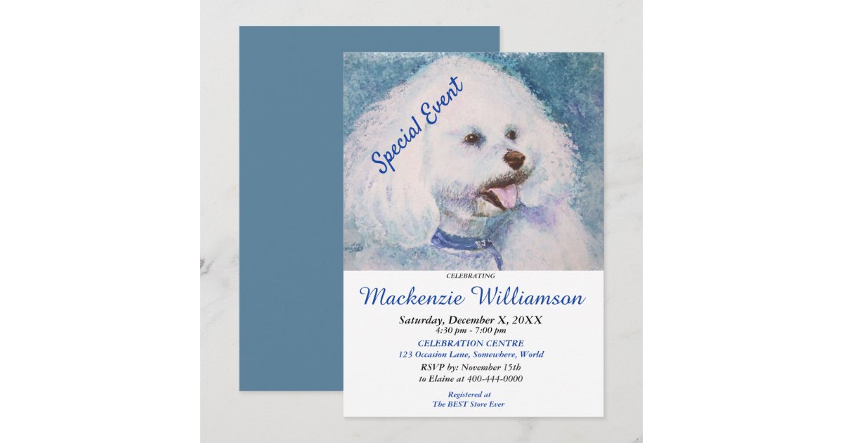 BIJON FRISE PUPPY WISHES HAPPY BIRTHDAY INVITATION | Zazzle