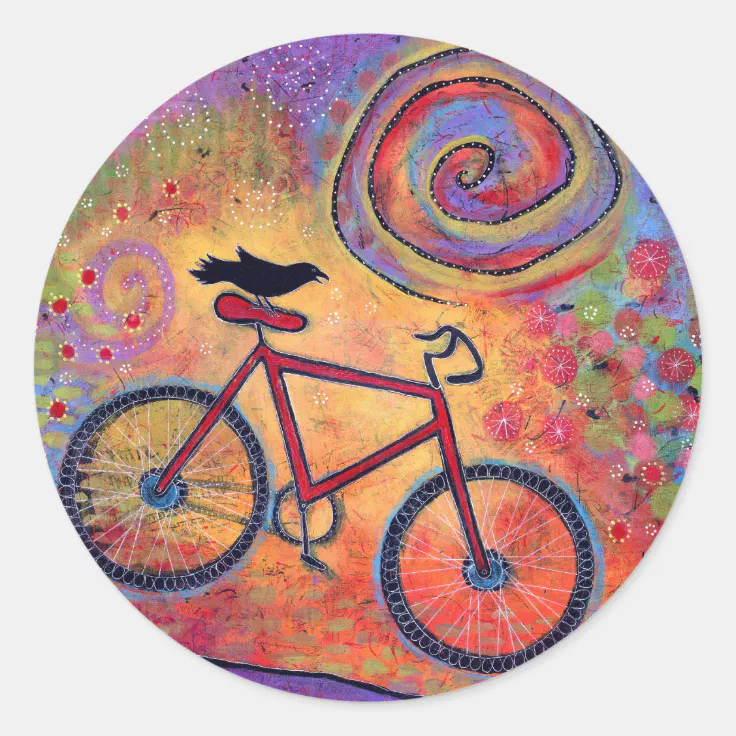 Bike and Raven Sticker - Just Ride and Fly | Zazzle