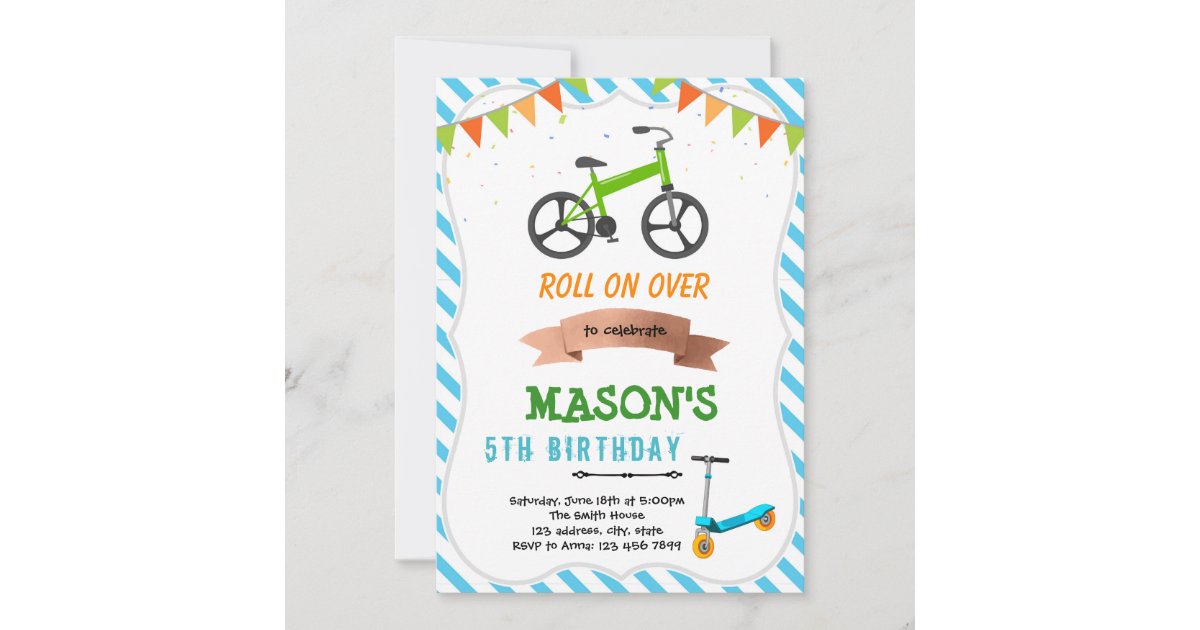 Bike and scooter party invitation | Zazzle