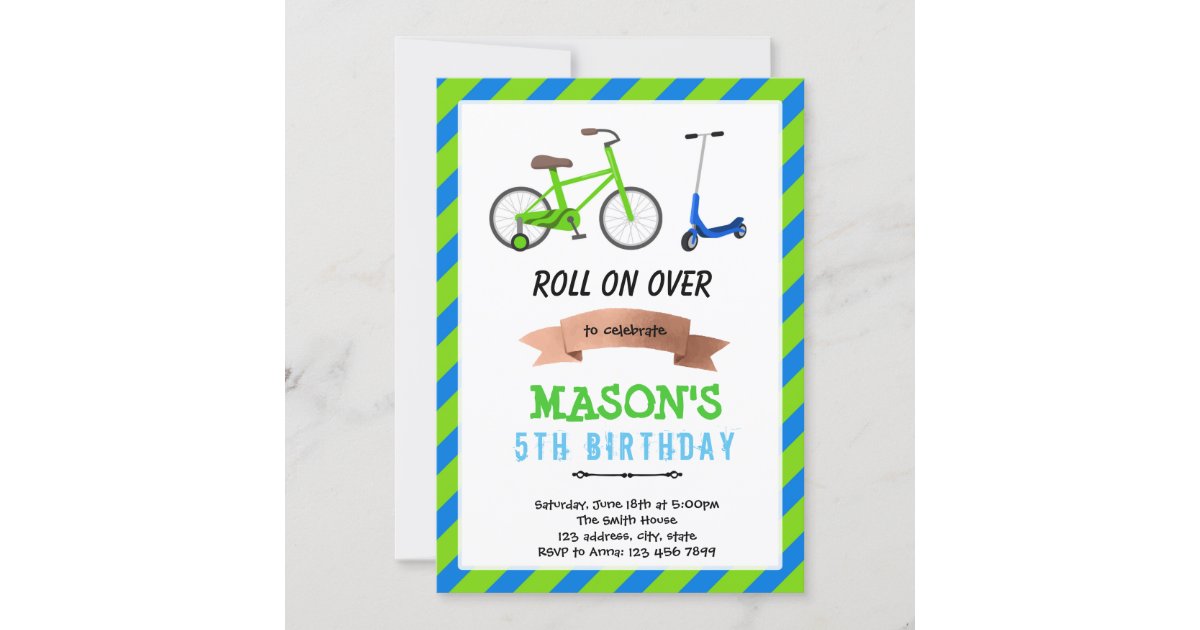 Bike and scooter wheel fun party Invitation | Zazzle