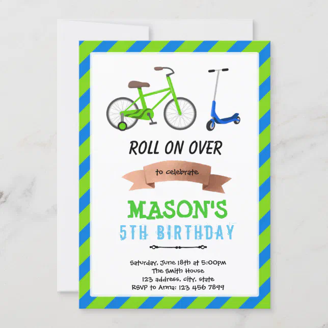 Bike and scooter wheel fun party Invitation | Zazzle