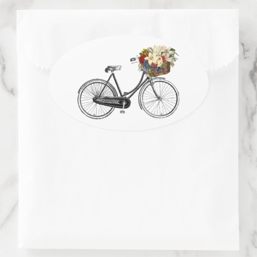 Bike bicycle flower pretty scrapbook sticker | Zazzle