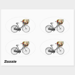 Bike bicycle flower pretty scrapbook sticker | Zazzle