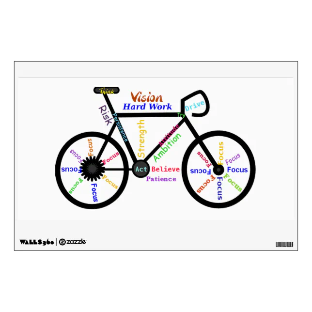 Bike, Cycle Motivational Words for Biking Fan Wall Sticker | Zazzle