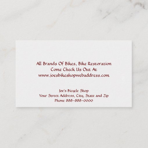 Bike Shop Owner Business Card | Zazzle