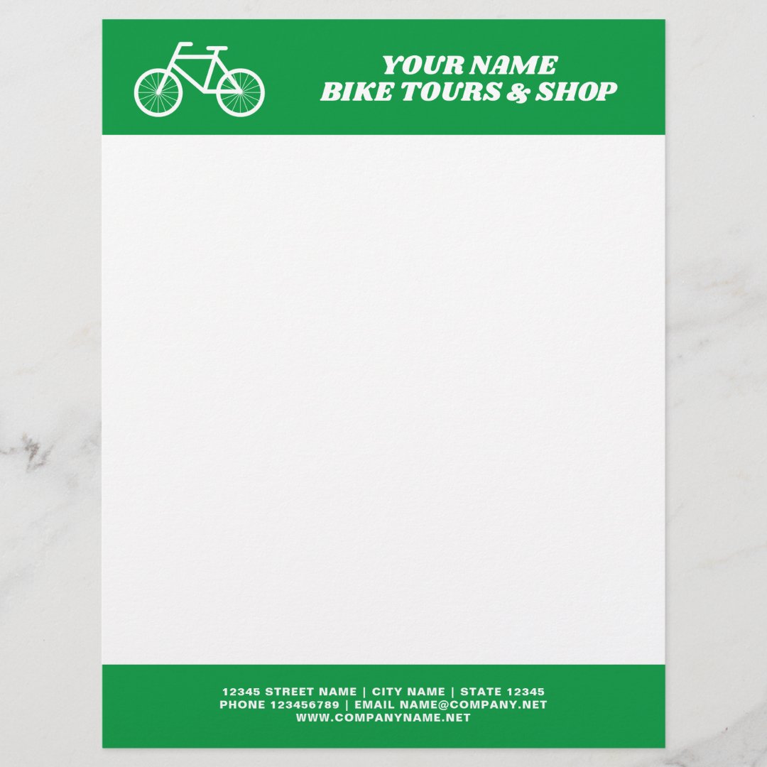 Bike tour business letterhead with bicycle logo | Zazzle
