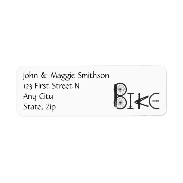 BIKE word made of Bike parts Custom Address Label | Zazzle