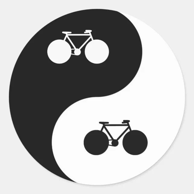 bike yin yang symbol classic round sticker | Zazzle