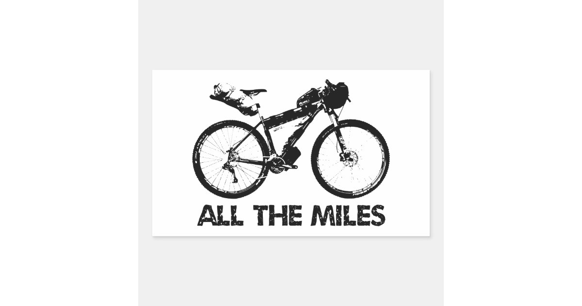 Bikepacking All The Miles Rectangular Sticker | Zazzle