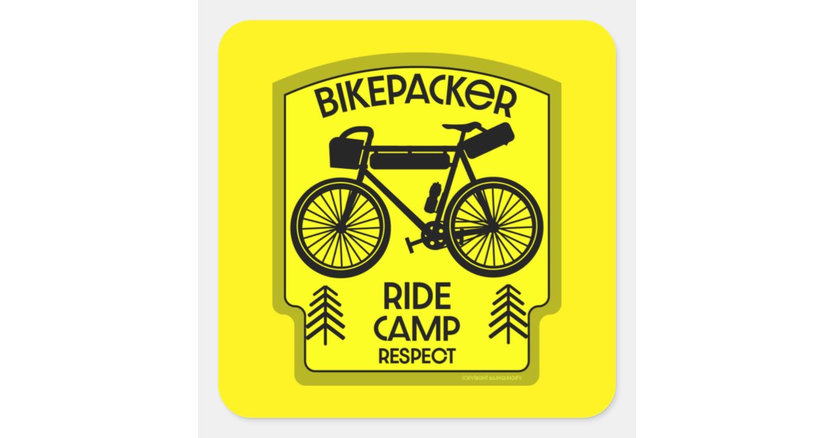 Bikepacking Bike Touring In nature Square Sticker | Zazzle