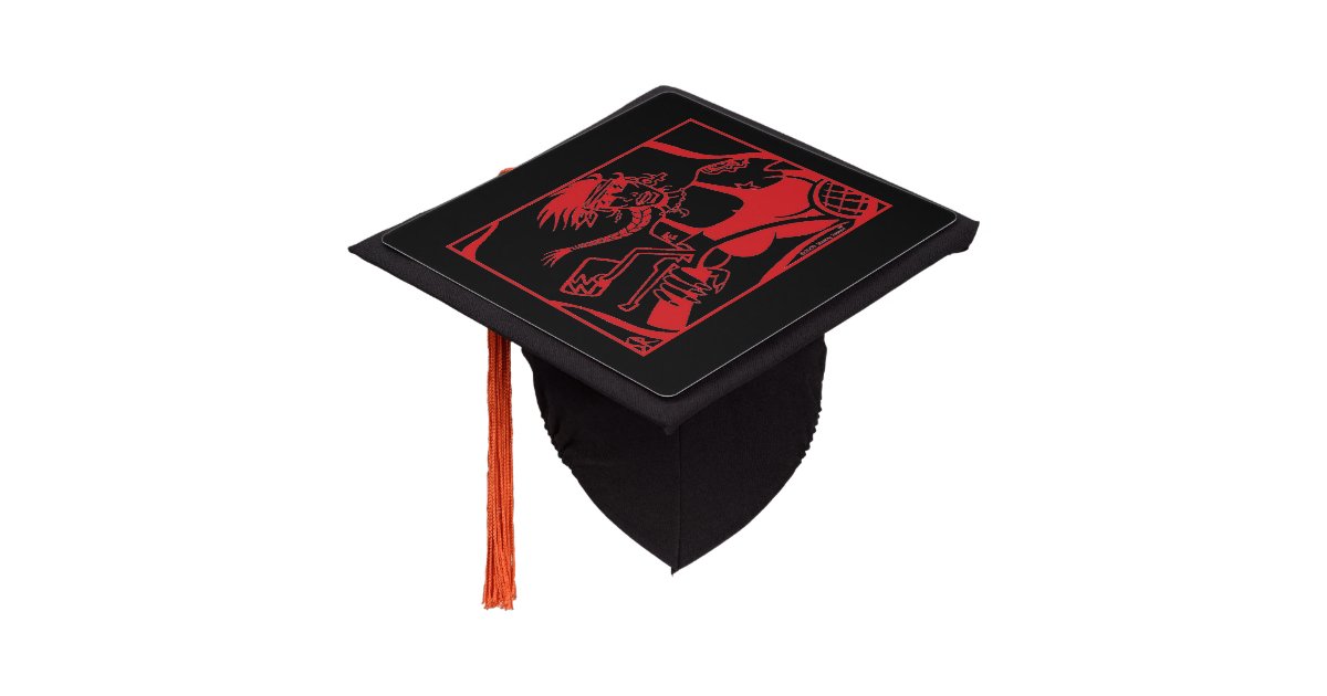 Biker Chick red black graduation cap | Zazzle