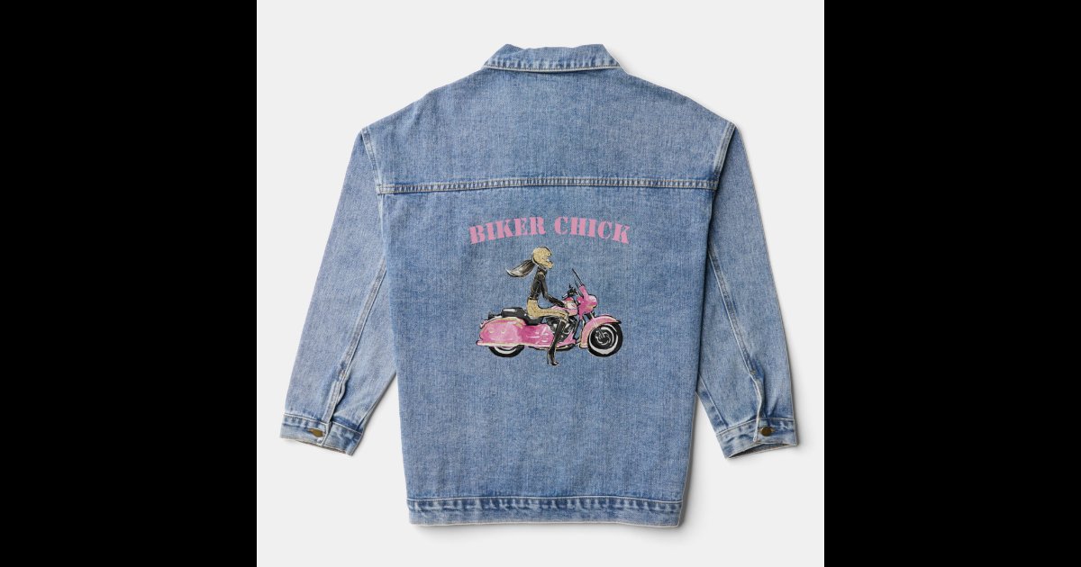 Biker Chick Women's Denim Jacket | Zazzle