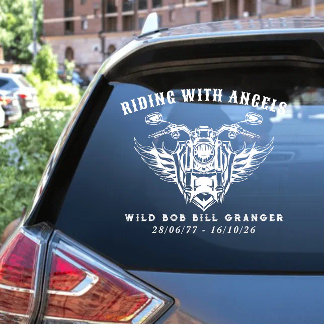 Biker Custom Memorial Decal Riding With Angels | Zazzle