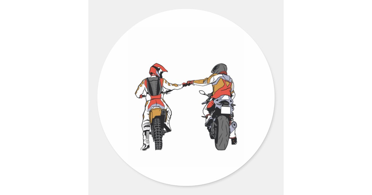 Biker fist bump classic round sticker | Zazzle