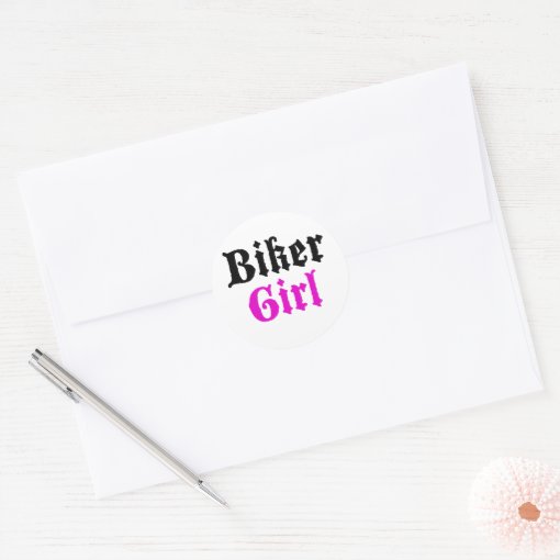 Biker Girl Classic Round Sticker | Zazzle