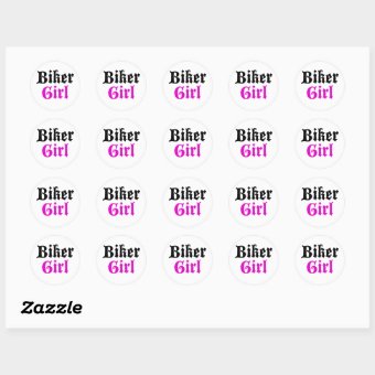 Biker Girl Classic Round Sticker | Zazzle