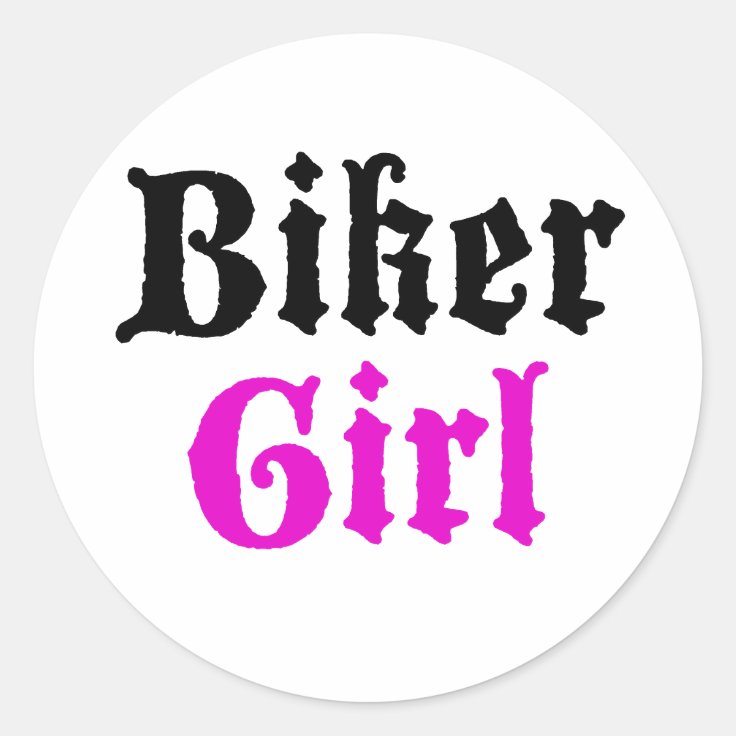 Biker Girl Classic Round Sticker | Zazzle