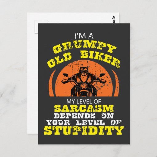 Biker grandpa Gift for Grumpy old Biker Postcard | Zazzle