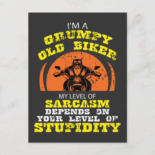Biker grandpa Gift for Grumpy old Biker Postcard | Zazzle