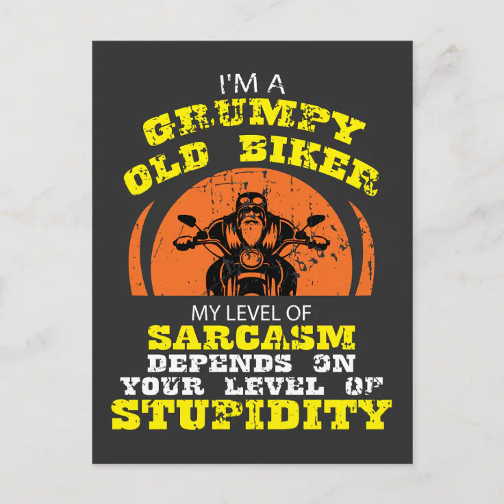 Biker grandpa Gift for Grumpy old Biker Postcard | Zazzle