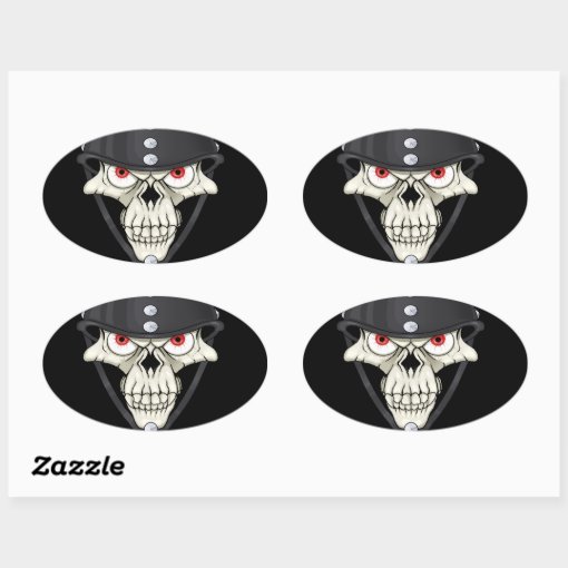 Biker Helmet Skull design for Motorcycle Riders Oval Sticker | Zazzle