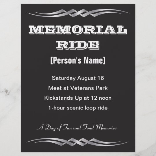 Biker Memorial Ride invitation flyer | Zazzle.com