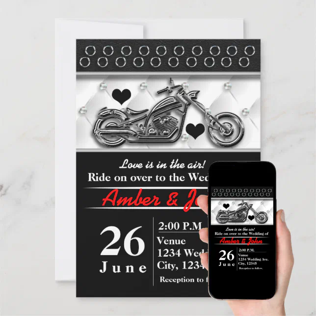 Biker Motorcycle Wedding Event Invitations | Zazzle