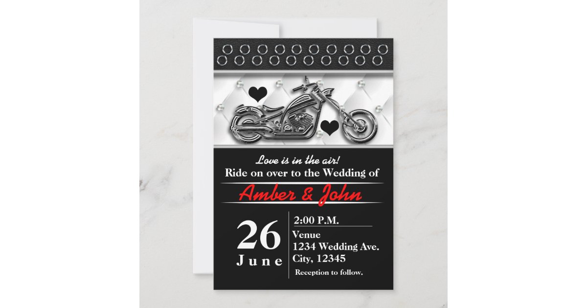 Biker Motorcycle Wedding Event Invitations | Zazzle