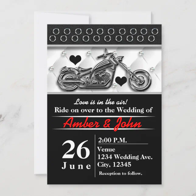 Biker Motorcycle Wedding Event Invitations | Zazzle