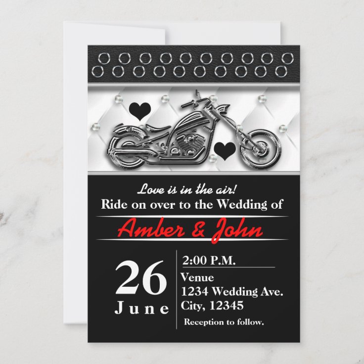 Biker Motorcycle Wedding Event Invitations | Zazzle