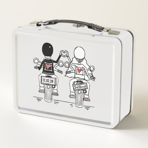 Biker Motorcycle Wedding Gift Metal Lunch Box | Zazzle