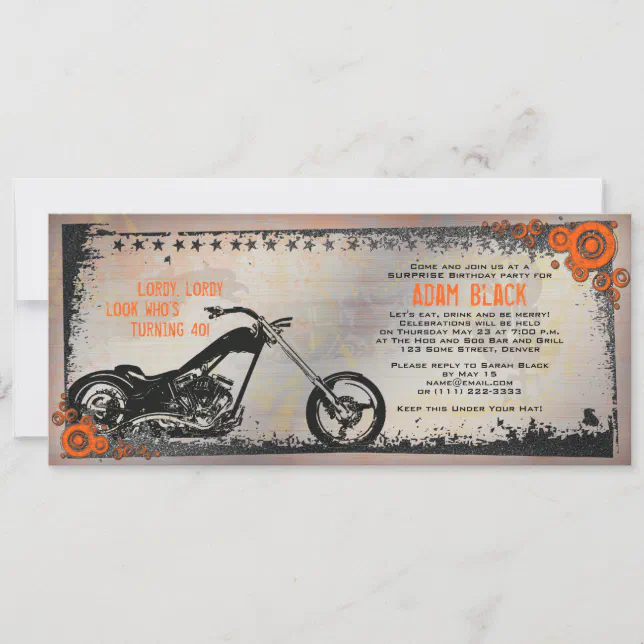 Biker or Motorcycle Birthday Invitation | Zazzle