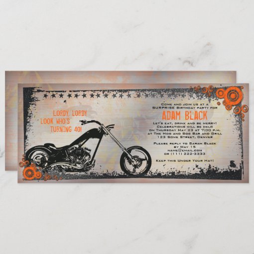 Biker or Motorcycle Birthday Invitation | Zazzle