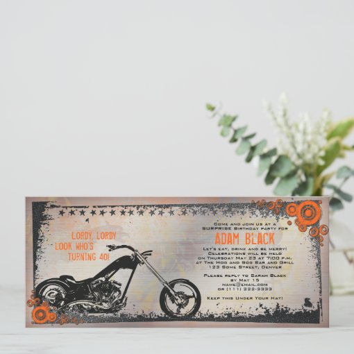 Biker or Motorcycle Birthday Invitation | Zazzle