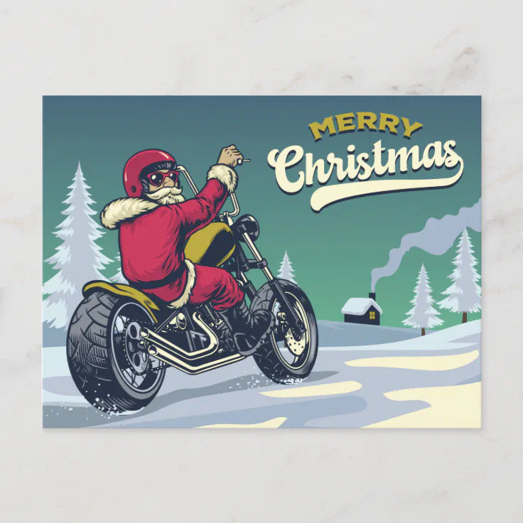 Biker Santa Postcard | Zazzle