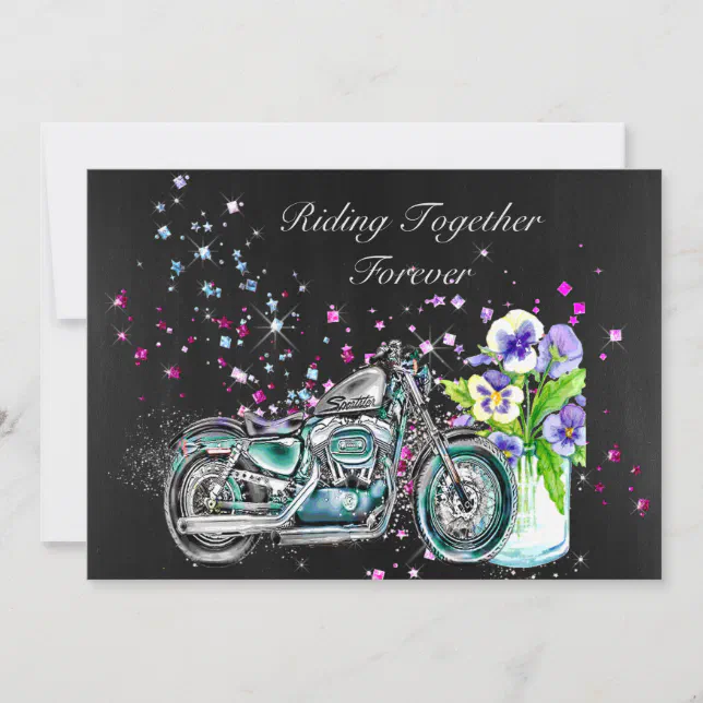 Biker Wedding Invitation with Motorcycle | Zazzle