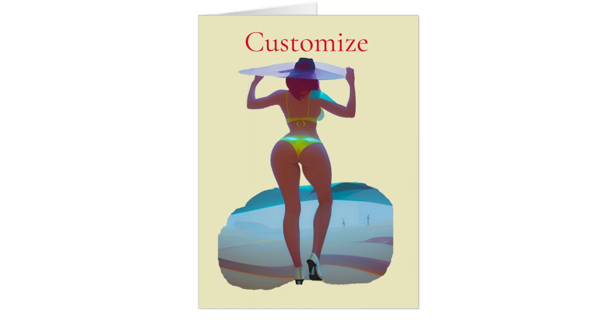 Bikini Booty Beach Girl Thunder_Cove Card | Zazzle