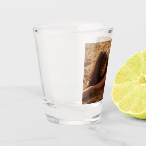BIKINI SEXY BEACH GIRL Shot glass | Zazzle