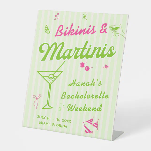 Bikinis and Martinis Bach Party Pedestal Sign | Zazzle