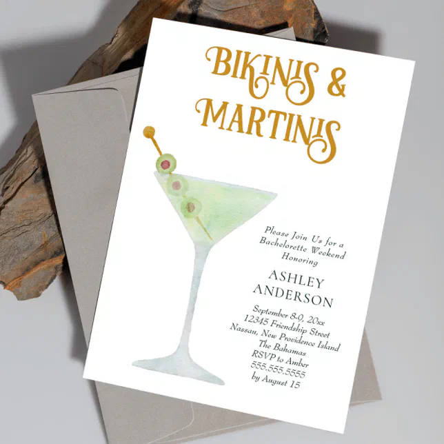 Bikinis and Martinis Bachelorette Party Weekend Invitation | Zazzle