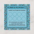 Bilingual Blue/Turquoise Leaves Spanish Loyalty Card | Zazzle