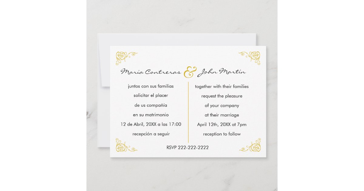 Bilingual English Spanish Wedding Invitation | Zazzle