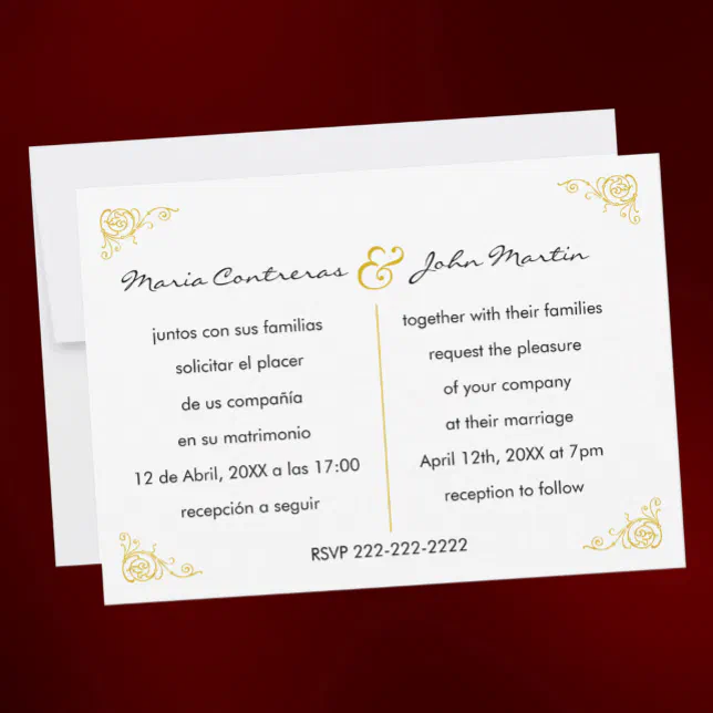 Bilingual English Spanish Wedding Invitation | Zazzle