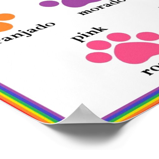 Bilingual Paw Print Color Chart Poster | Zazzle