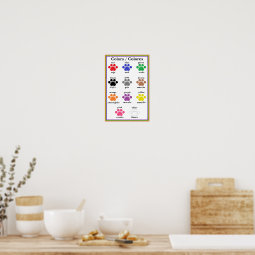 Bilingual Paw Print Color Chart Poster | Zazzle