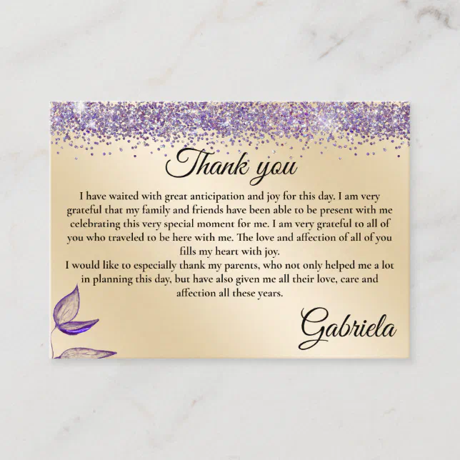 Bilingual Quinceañera Thank You - Gracias Favor Enclosure Card | Zazzle