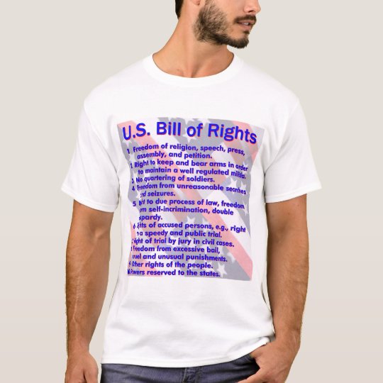 Bill of Rights Summary on a flag background T-Shirt | Zazzle.com