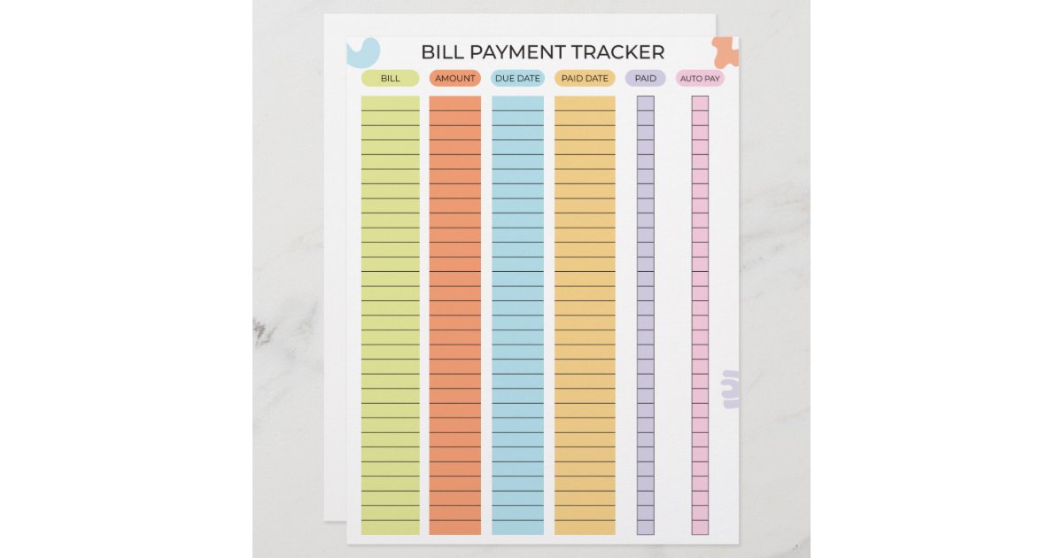 Bill Payment Tracker Letterhead | Zazzle