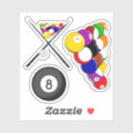 Billiard Ball and Cue Sticks Sticker | Zazzle