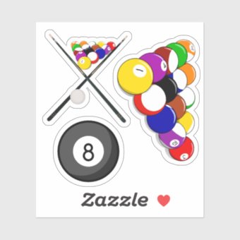 Billiard Ball and Cue Sticks Sticker | Zazzle